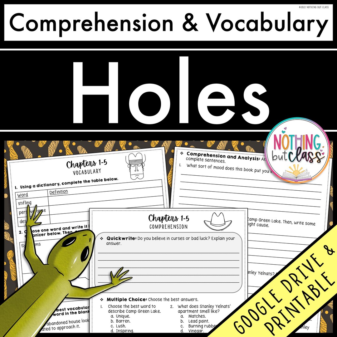 Holes | Comprehension and Vocabulary by Chapter | Guided Reading ...
