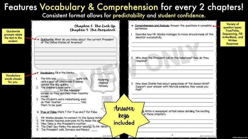 Charlie and the Great Glass Elevator | Comprehension and Vocabulary by ...