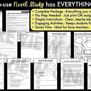 Third Grade Angels Novel Study Unit | Literature Guide | Comprehension ...