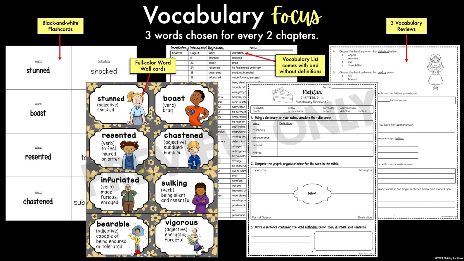 Matilda | Comprehension and Vocabulary by Chapter | Guided Reading ...
