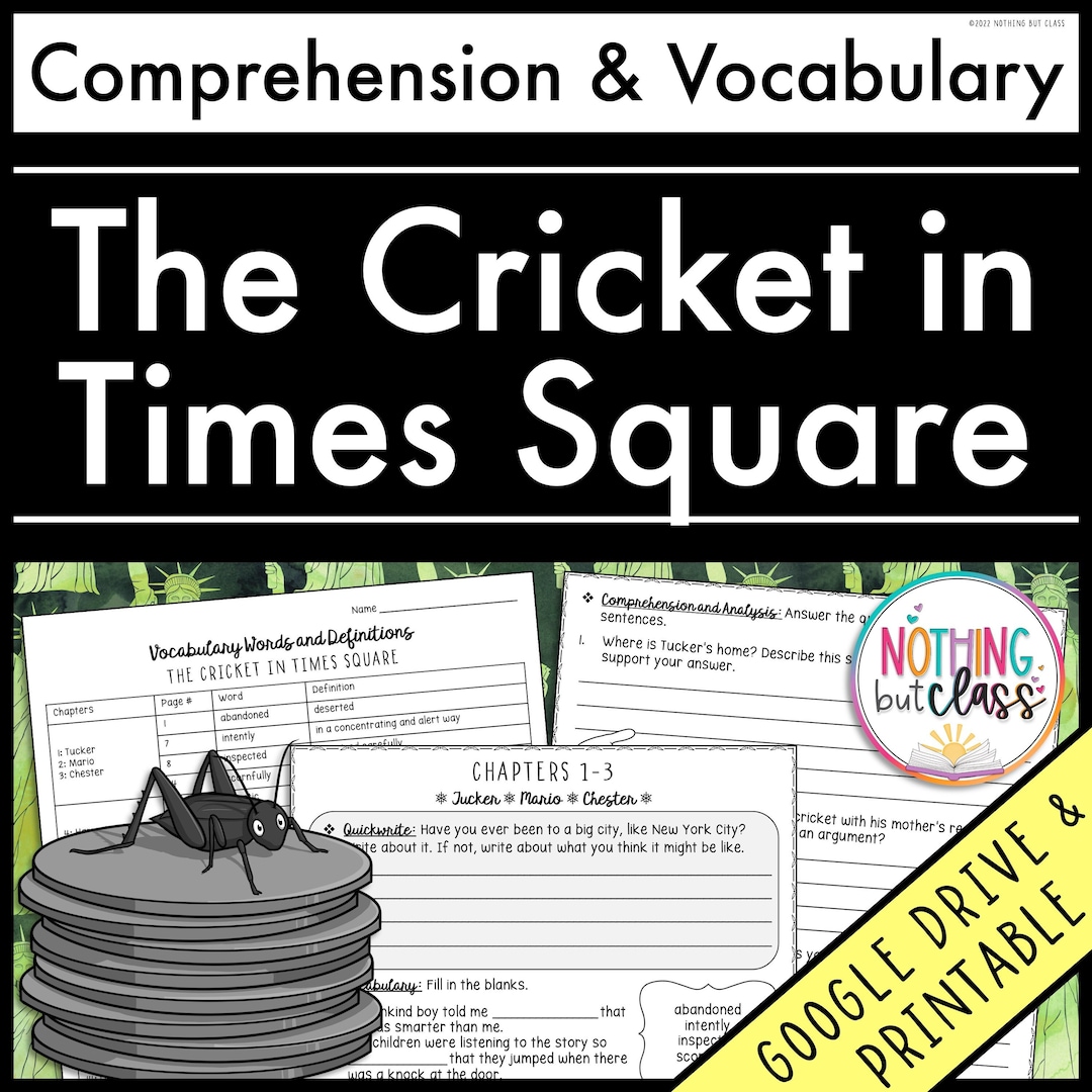 The Cricket in Times Square | Comprehension and Vocabulary by Chapter ...