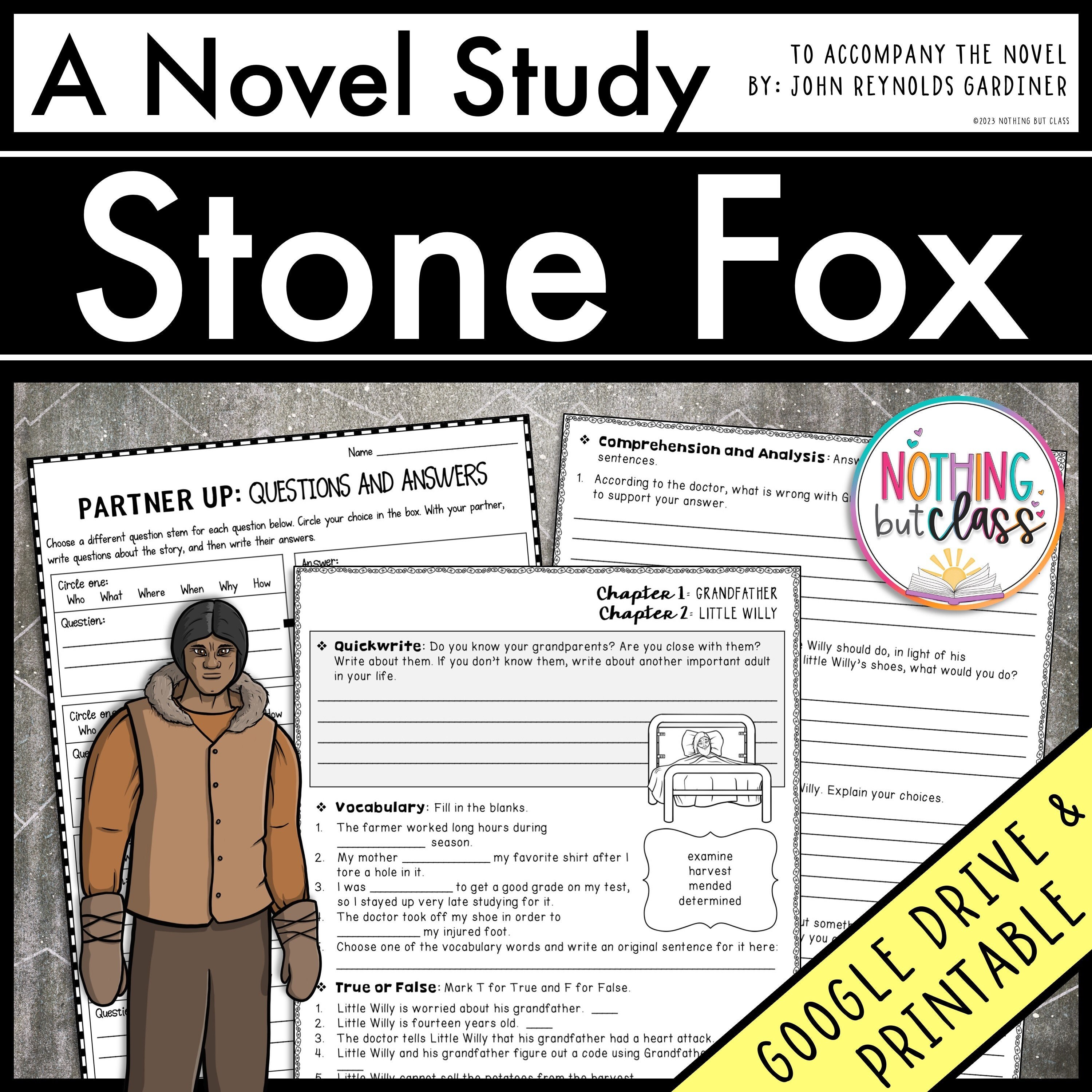 Stone Fox Novel Study Unit | Literature Guide | Comprehension ...