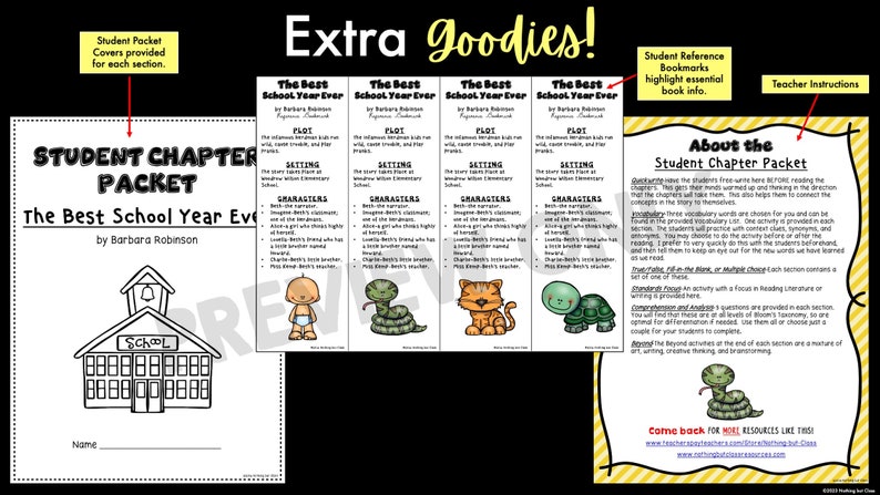 The Best School Year Ever Comprehension and Vocabulary by Chapter ...