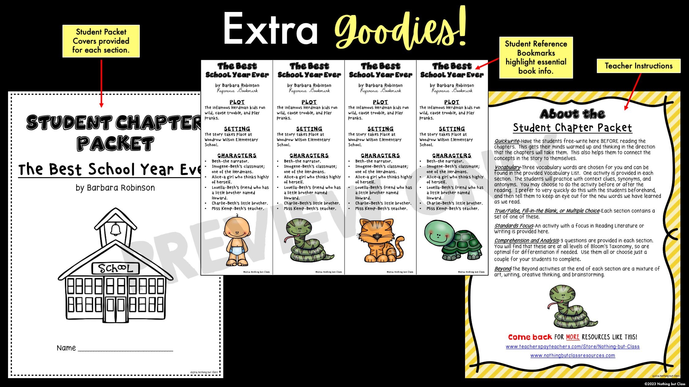 The Best School Year Ever Comprehension and Vocabulary by Chapter ...