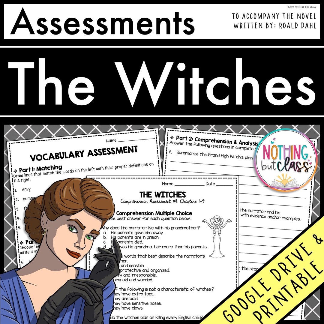 The Witches - Tests | Quizzes | Assessments for Novel Study - Etsy