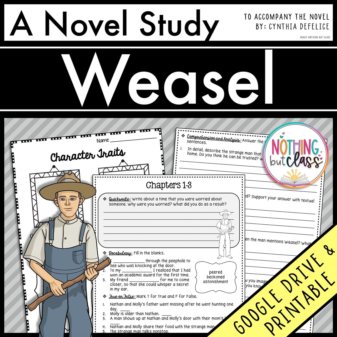 Weasel Novel Study Unit | Literature Guide | Comprehension Worksheets ...
