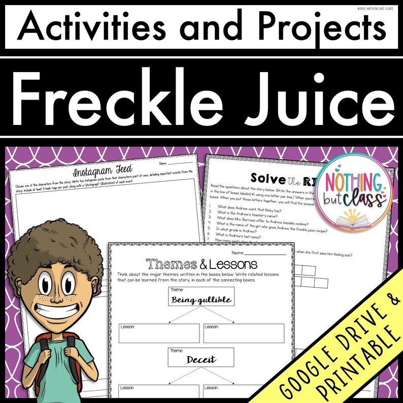 Freckle Juice | Reading Response Activities and Projects | Guided ...