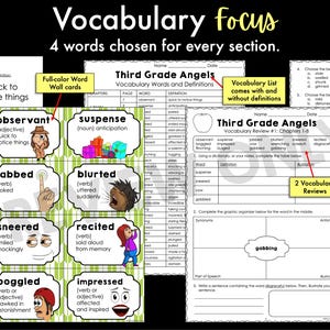 Third Grade Angels | Comprehension and Vocabulary by Chapter | Guided ...