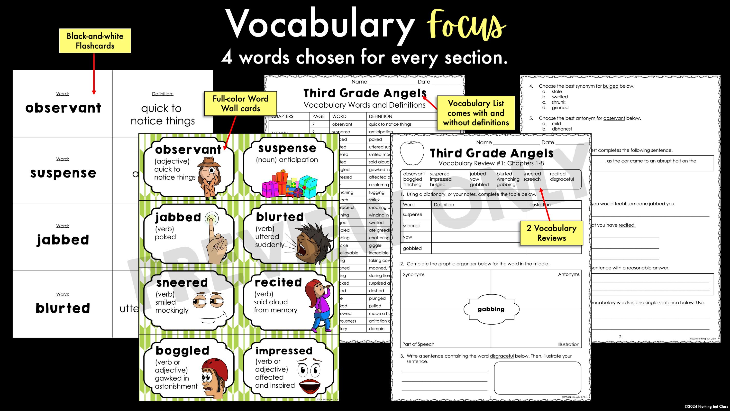Third Grade Angels | Comprehension and Vocabulary by Chapter | Guided ...