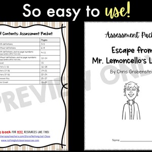 Escape From Mr. Lemoncello's Library - Tests | Quizzes | Assessments ...