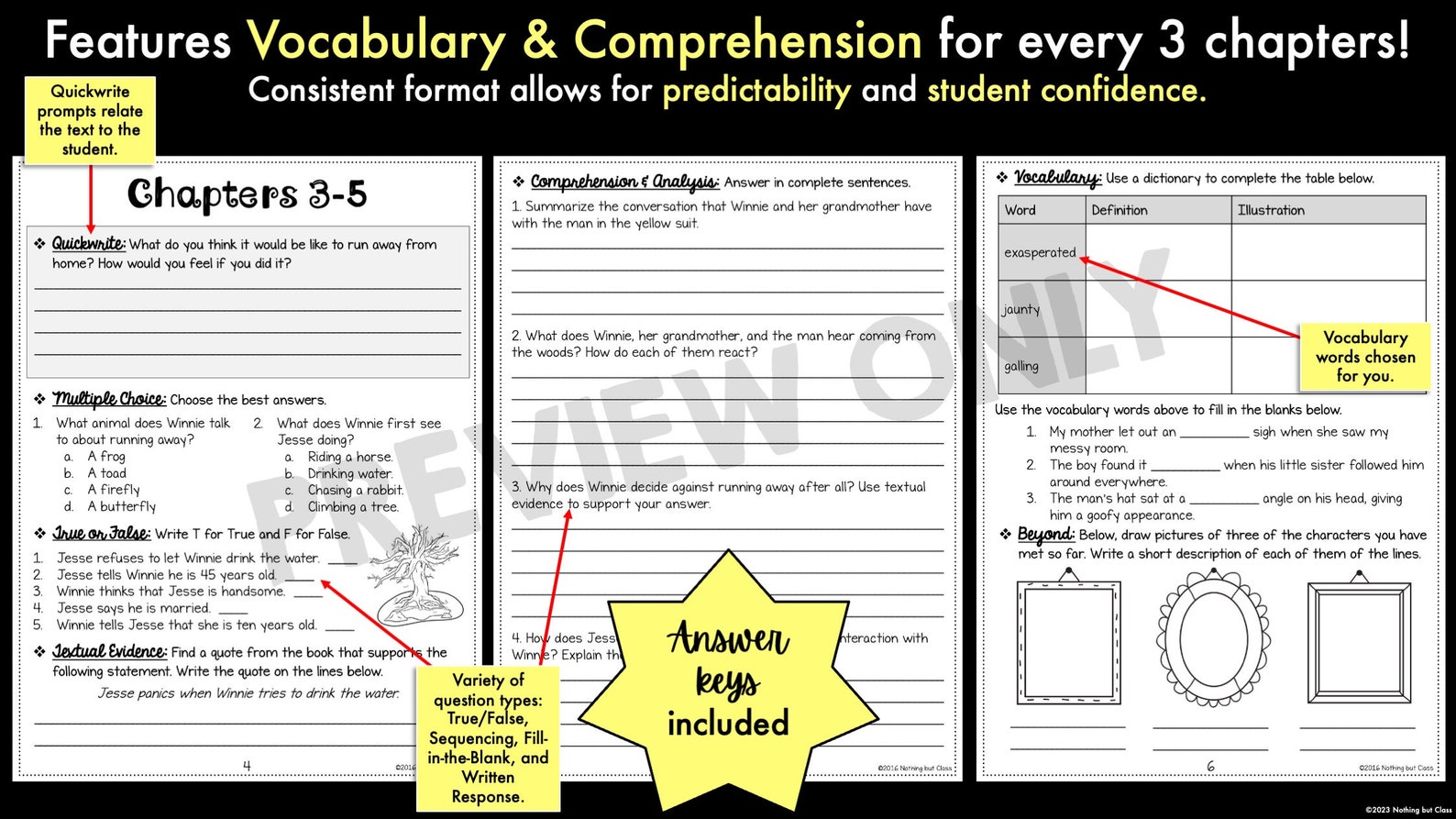 Tuck Everlasting Novel Study Unit | Literature Guide | Comprehension ...