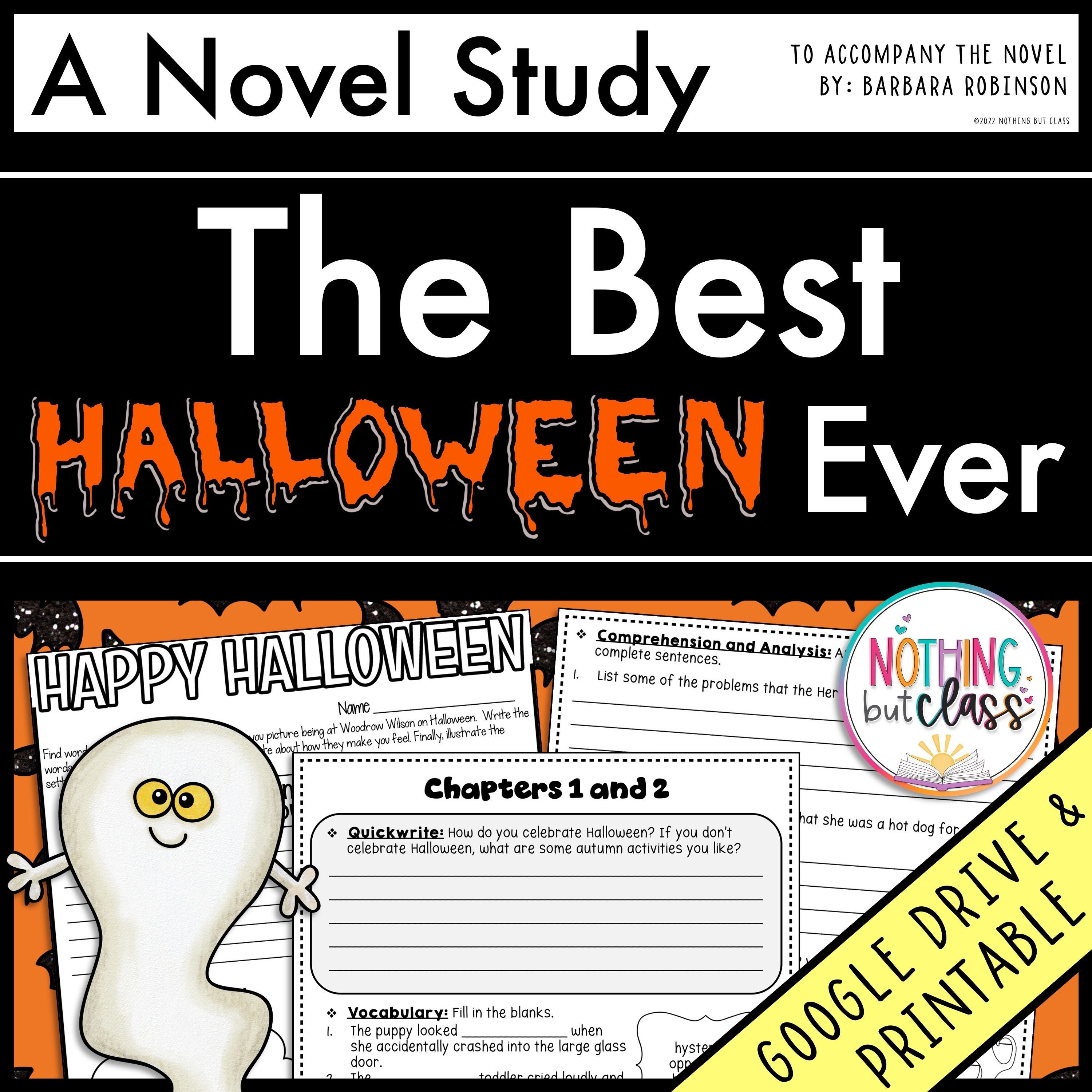 The Best Halloween Ever Novel Study Unit | Literature Guide ...