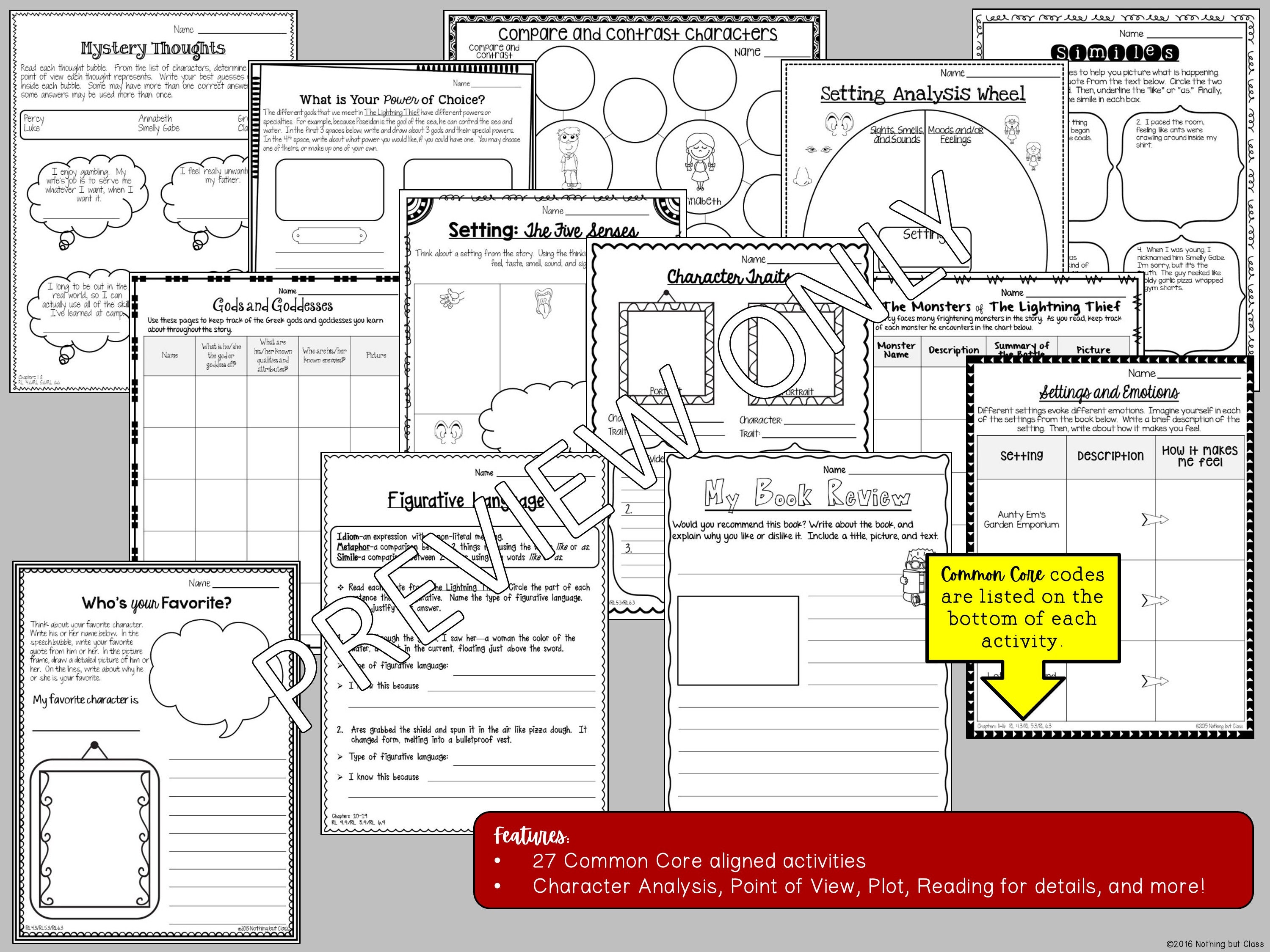 The Lightning Thief Novel Study Unit | Literature Guide | Comprehension ...