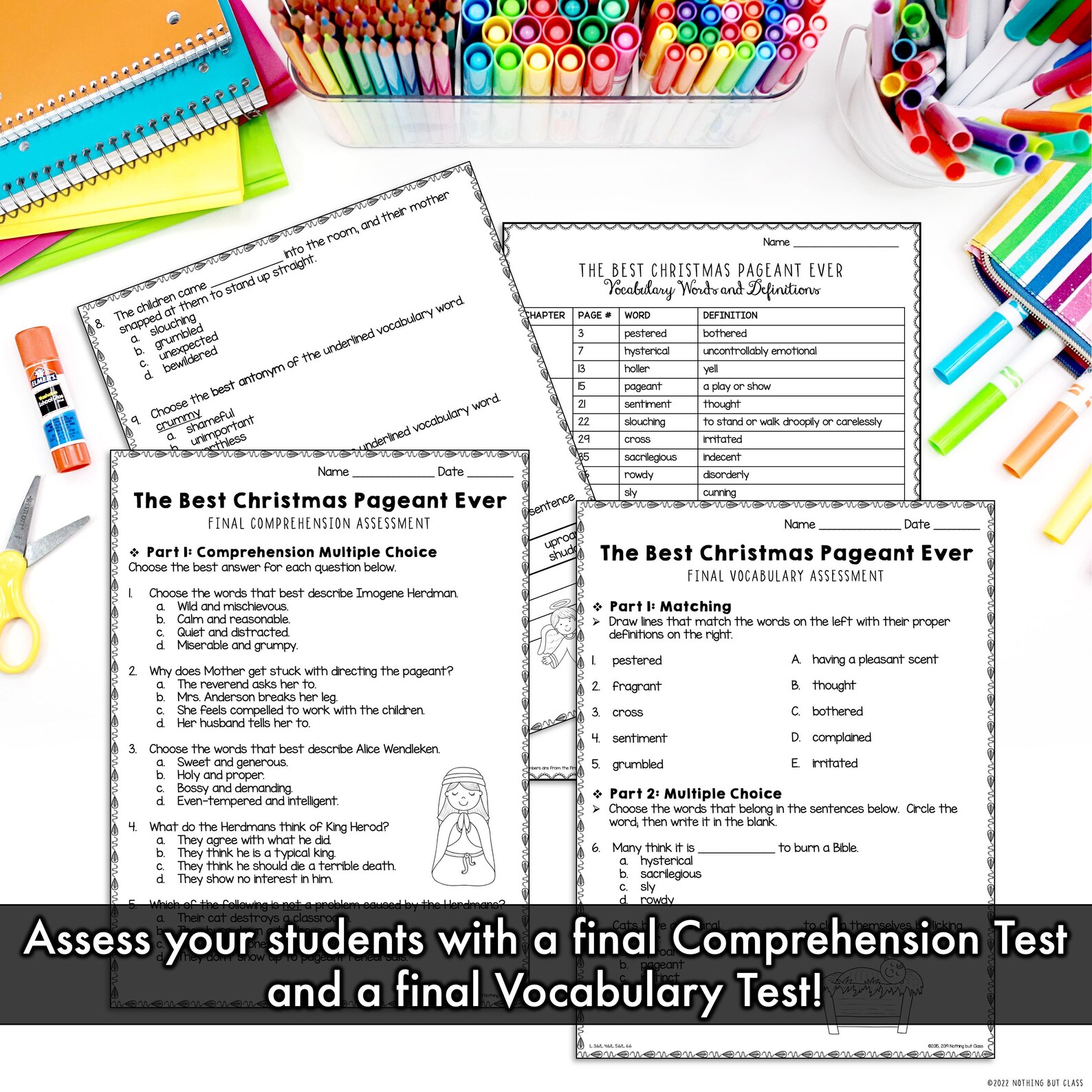 The Best Christmas Pageant Ever Tests | Quizzes | Assessments for Novel ...