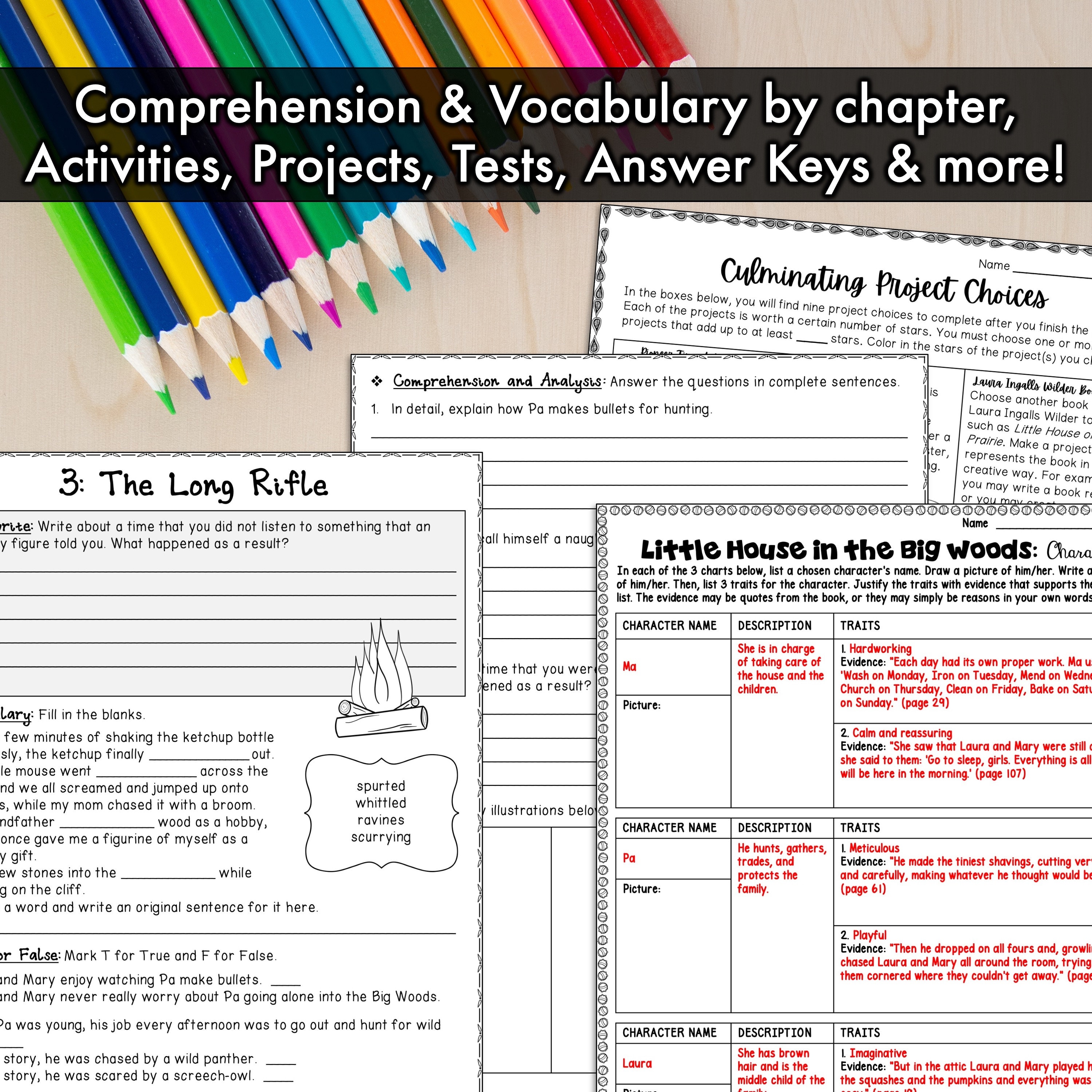 Little House in the Big Woods Novel Study Unit | Literature Guide ...