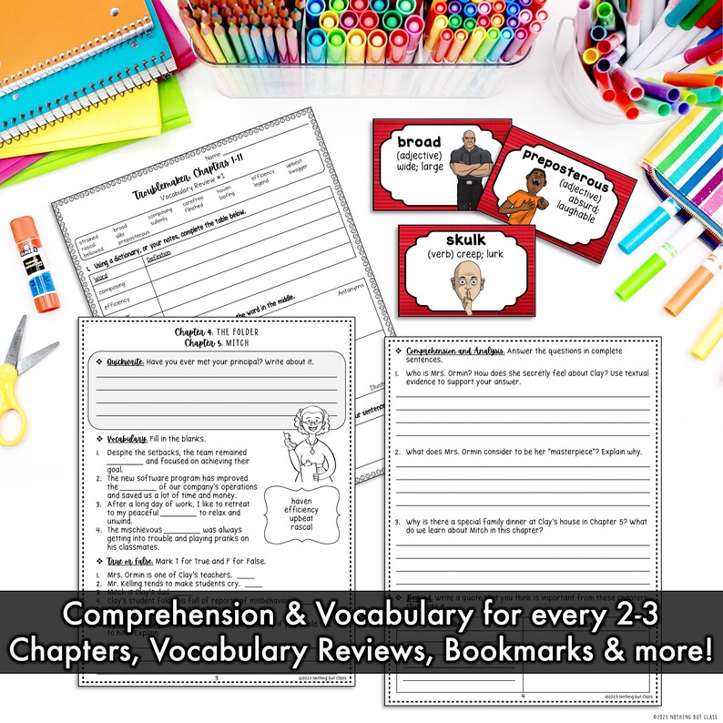 Troublemaker | Comprehension and Vocabulary by Chapter | Guided Reading ...