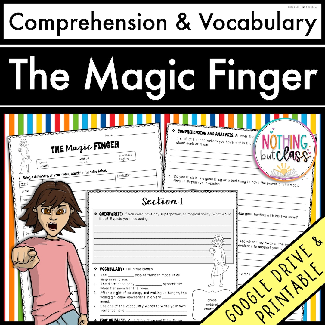 The Magic Finger | Comprehension and Vocabulary by Chapter | Guided ...