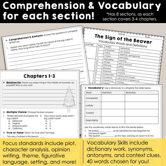 Sign Of The Beaver Worksheets Free