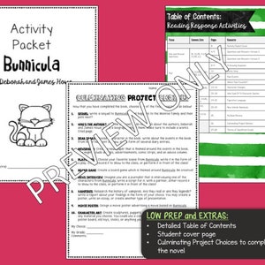 Bunnicula | Reading Response Activities and Projects | Guided Reading ...