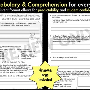 Danny the Champion of the World | Comprehension and Vocabulary by ...