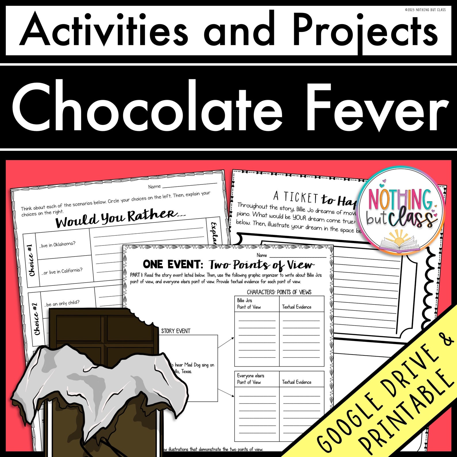 Chocolate Fever | Reading Response Activities and Projects | Guided ...