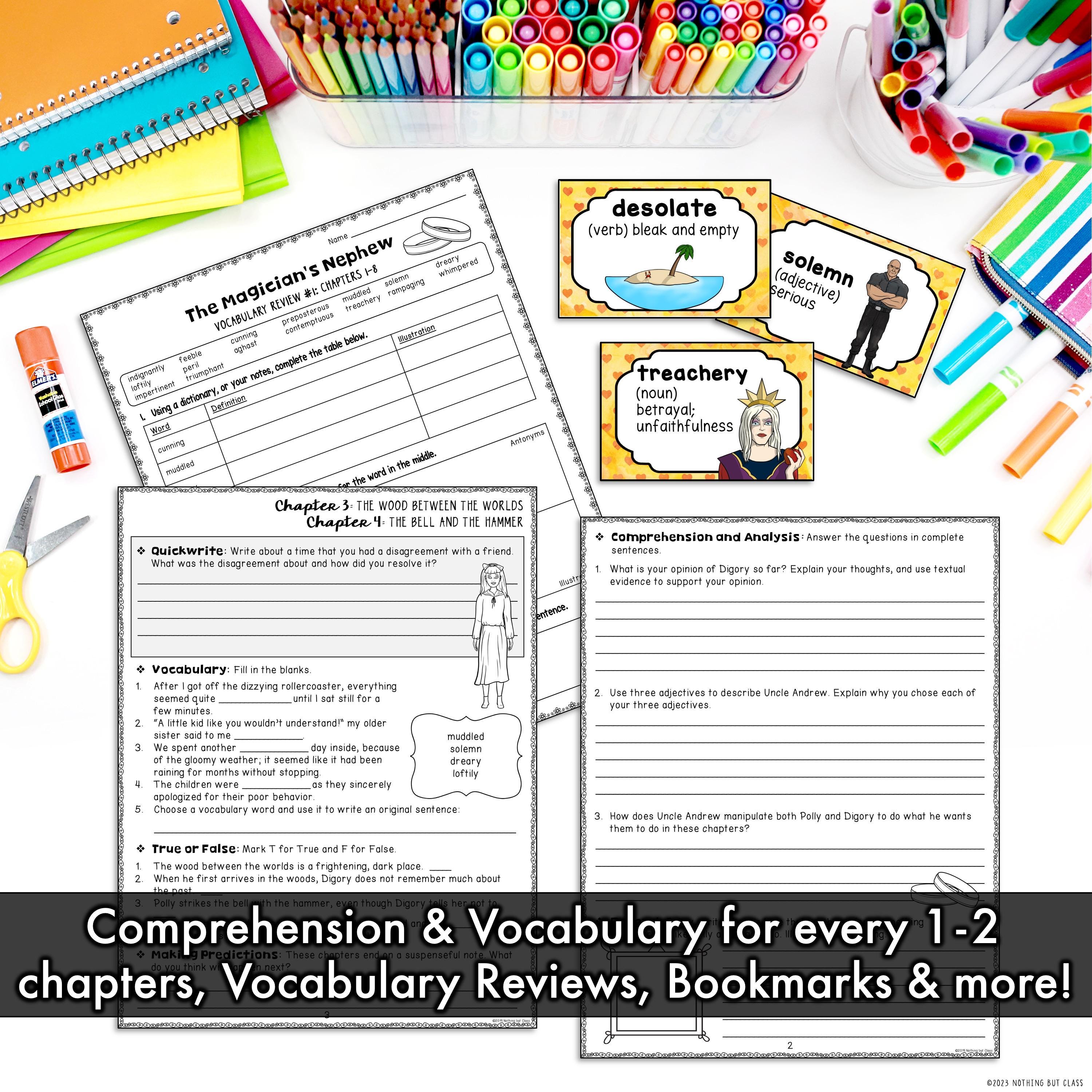 The Magician's Nephew | Comprehension and Vocabulary by Chapter ...