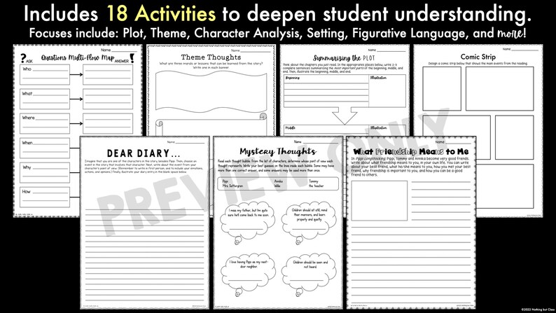 Pippi Longstocking Novel Study Unit | Literature Guide | Comprehension ...