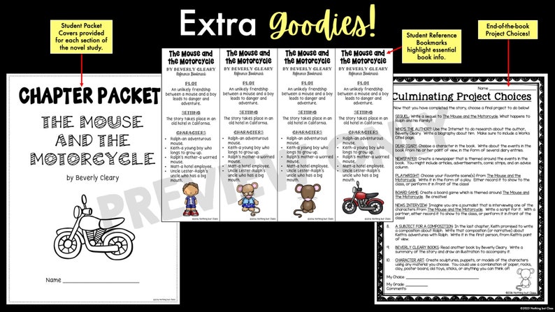 The Mouse and the Motorcycle Novel Study Unit Literature Guide ...