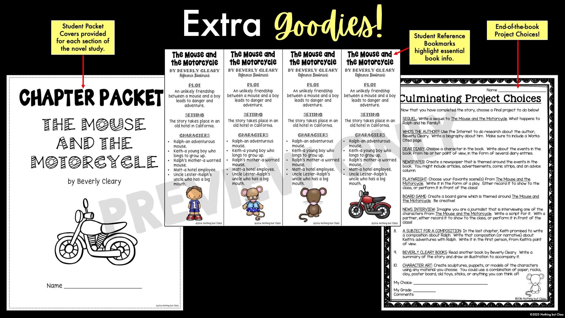 The Mouse and the Motorcycle Novel Study Unit Literature Guide ...