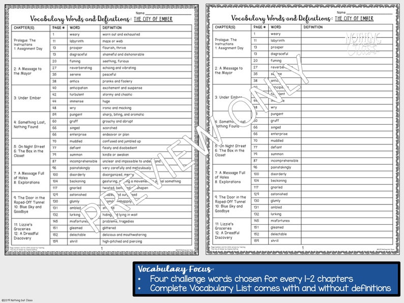 The City of Ember - Tests | Quizzes | Assessments - Printables for ...