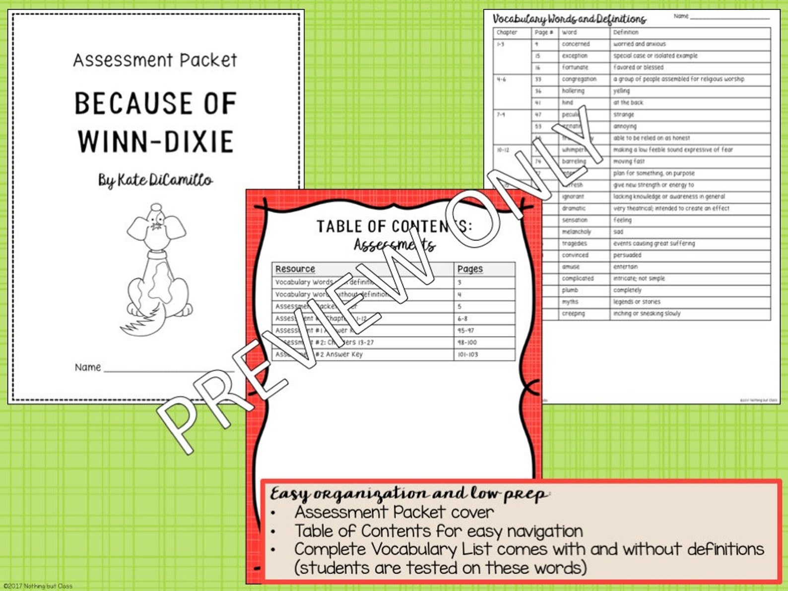 Because of Winn-dixie Tests | Quizzes | Assessments - Etsy