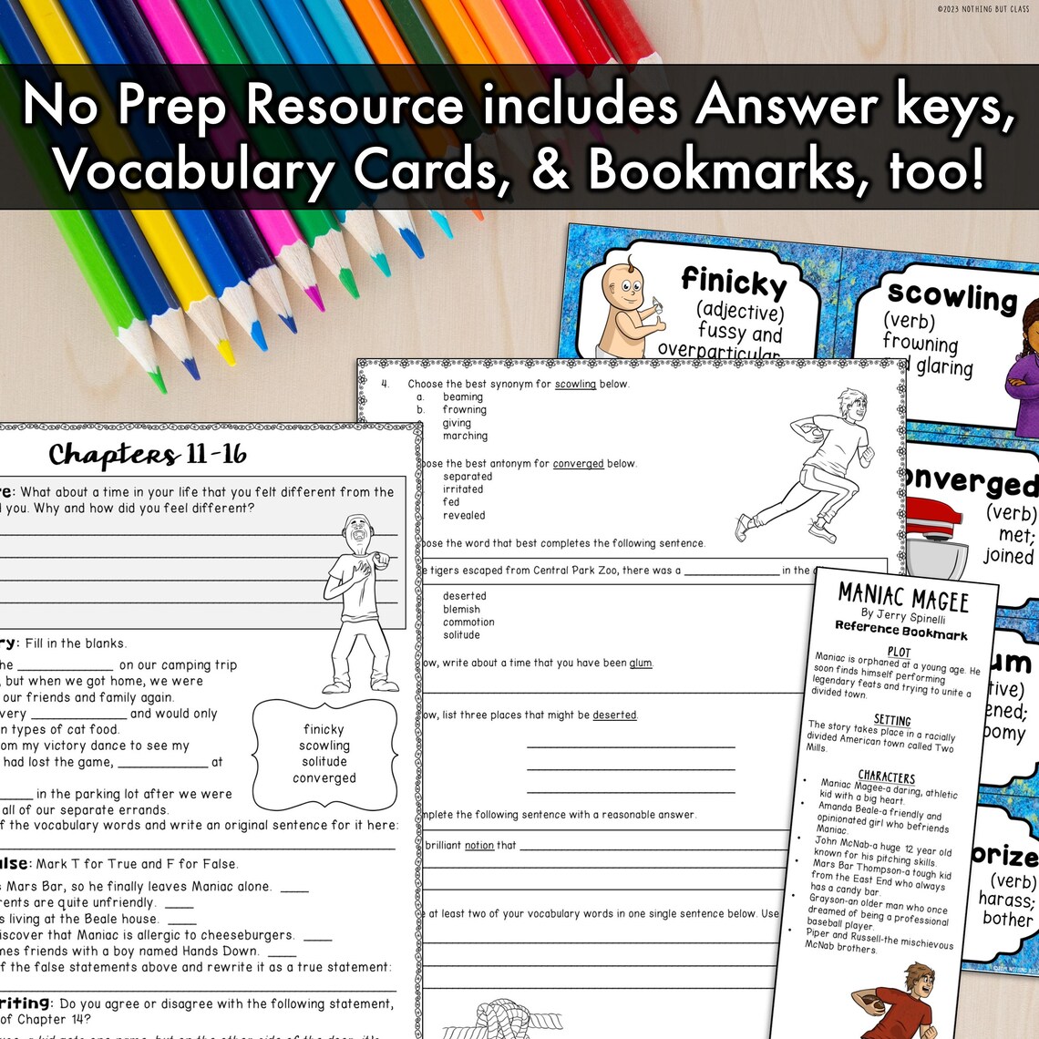 Maniac Magee | Comprehension and Vocabulary by Chapter | Guided Reading ...