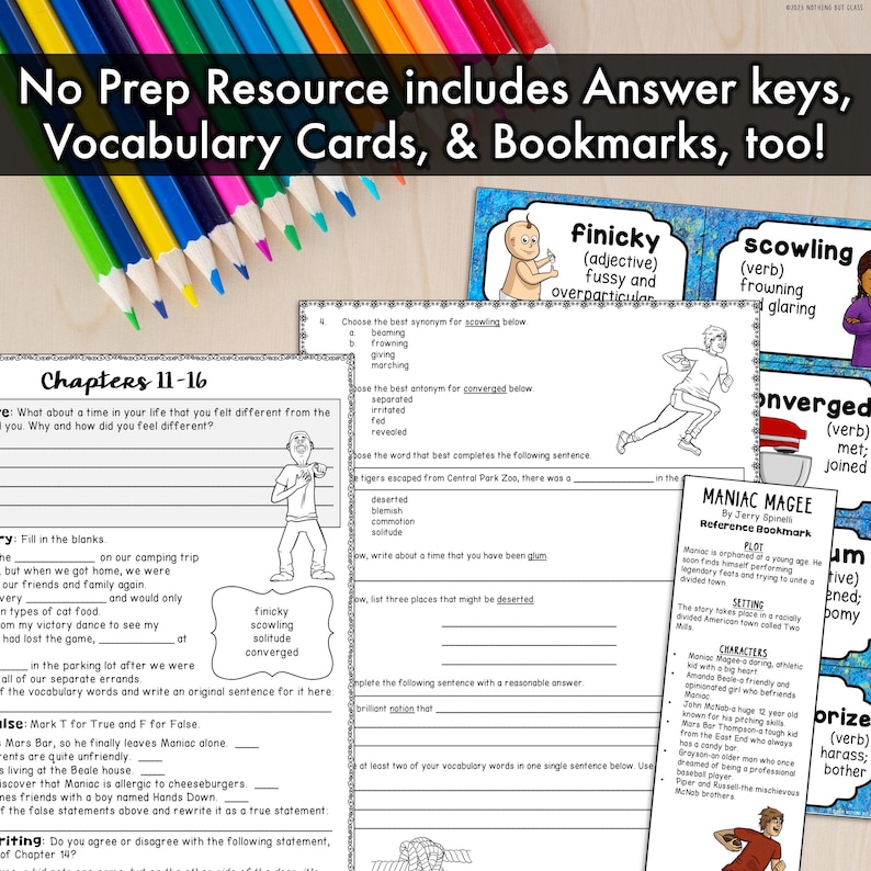 Maniac Magee | Comprehension and Vocabulary by Chapter | Guided Reading ...