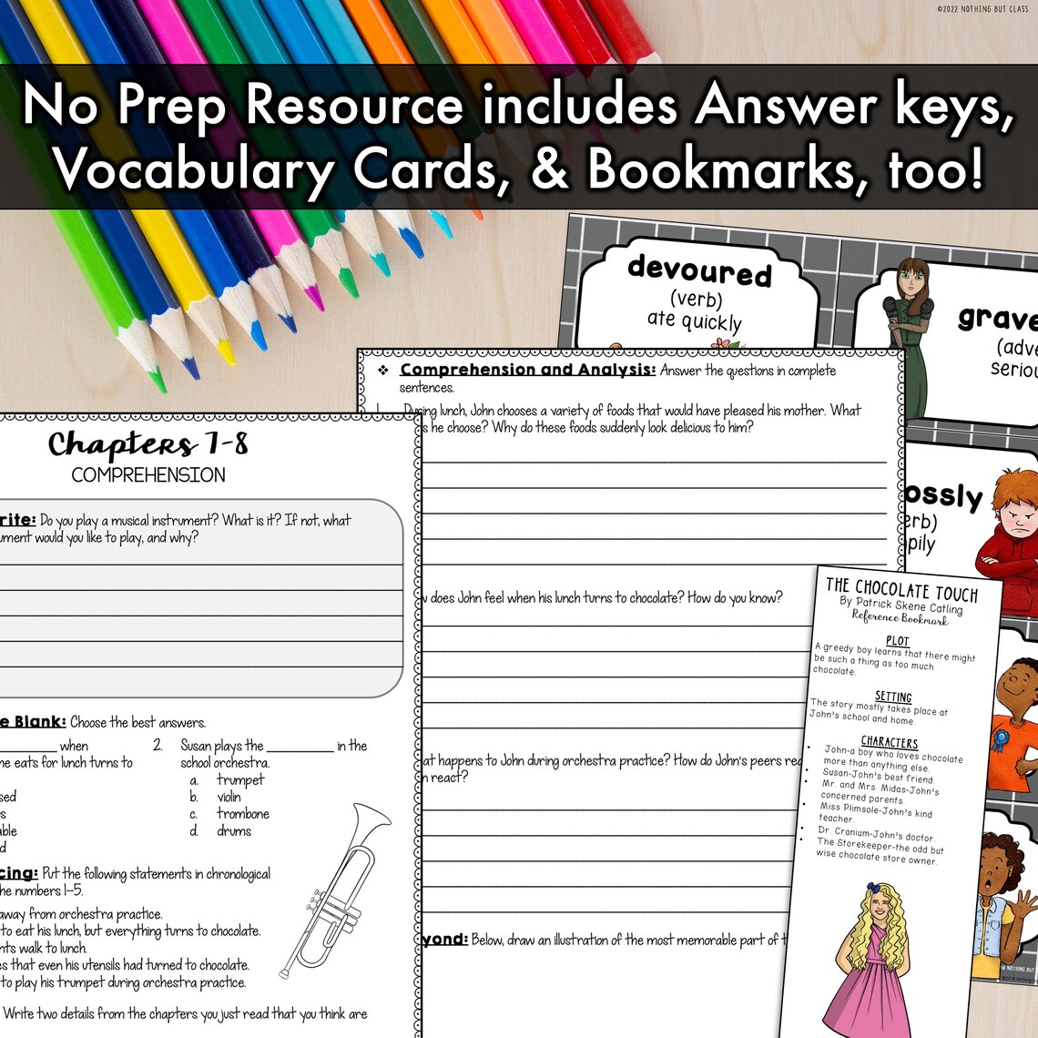 The Chocolate Touch | Comprehension and Vocabulary by Chapter | Guided ...
