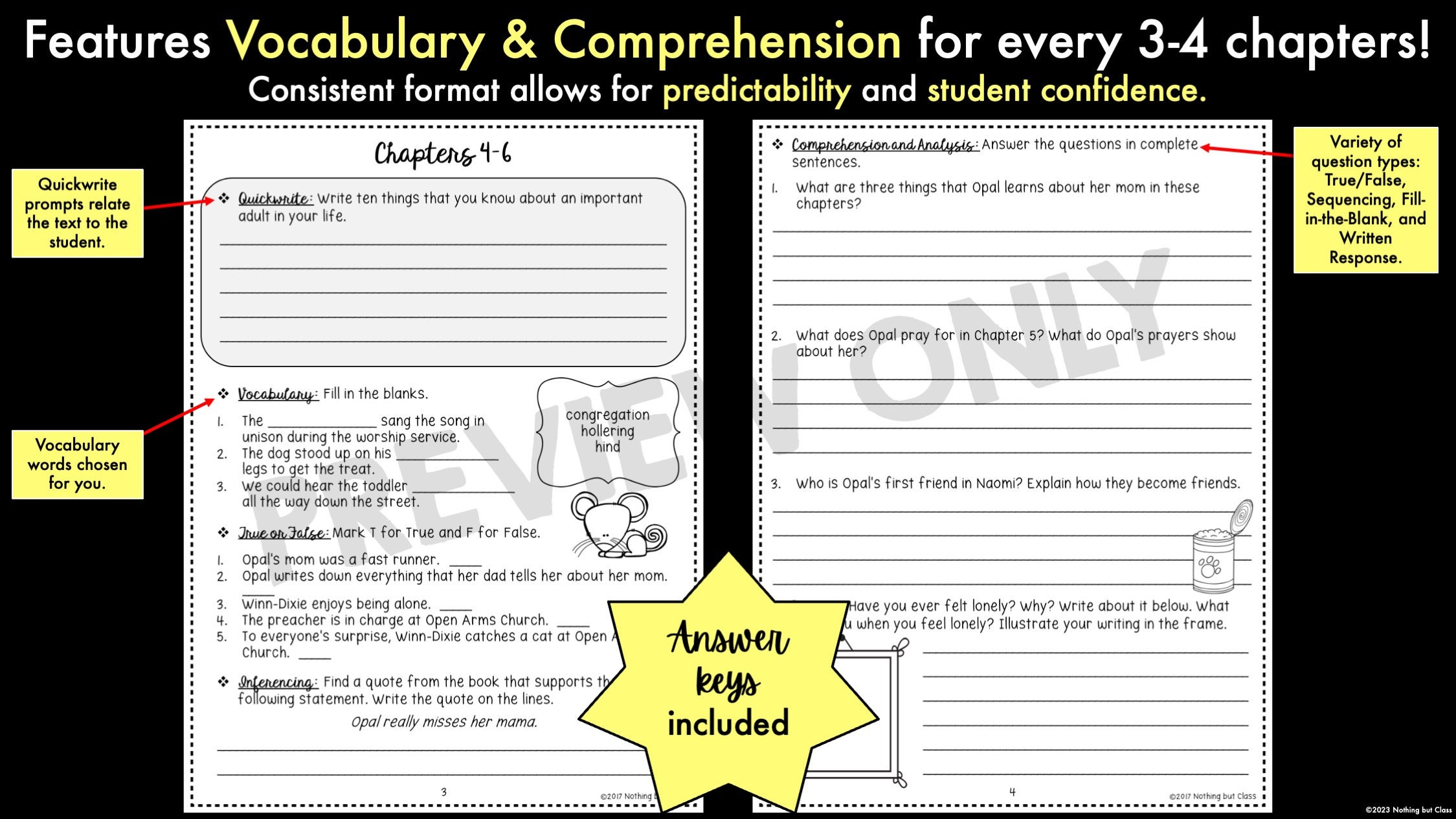 Because of Winn-dixie | Comprehension and Vocabulary by Chapter ...