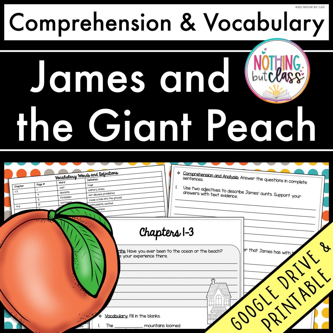 James and the Giant Peach | Comprehension and Vocabulary by Chapter ...