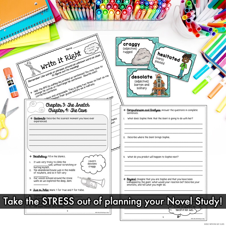 The BFG Novel Study Unit | Literature Guide | Comprehension Worksheets ...