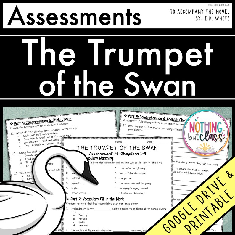The Trumpet of the Swan - Tests | Quizzes | Assessments for Novel Study ...