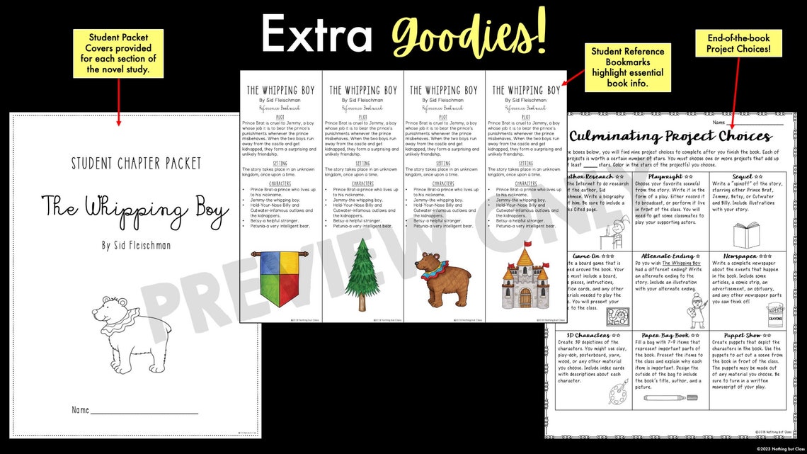 The Whipping Boy Novel Study Unit Literature Guide Comprehension ...