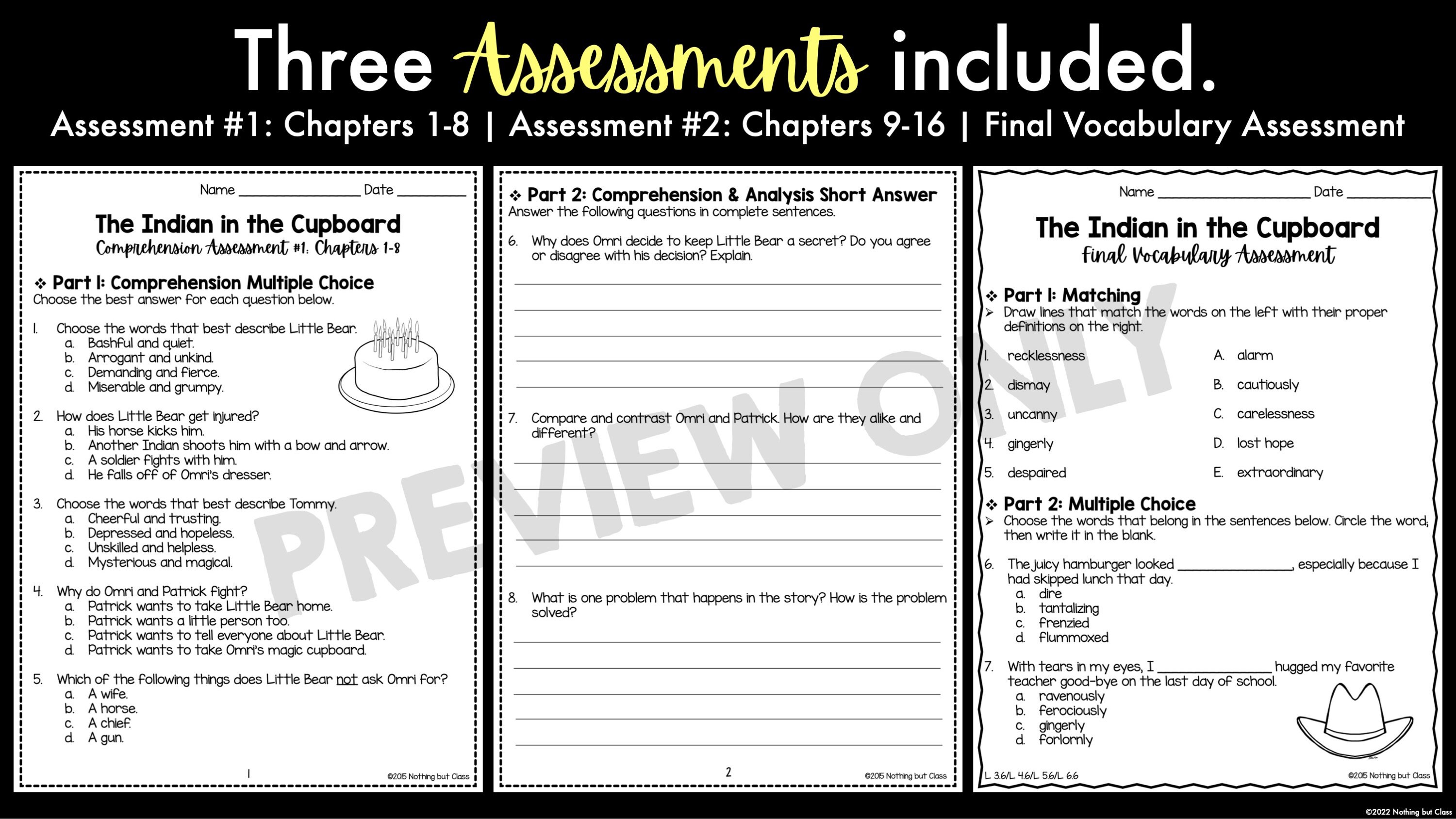 The Indian in the Cupboard Novel Study Unit Literature Guide ...