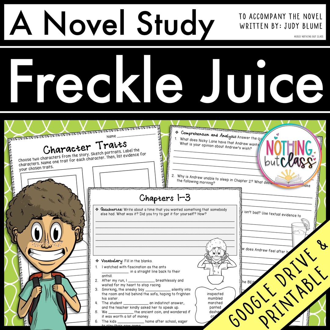 Freckle Juice Novel Study Unit | Literature Guide | Comprehension ...