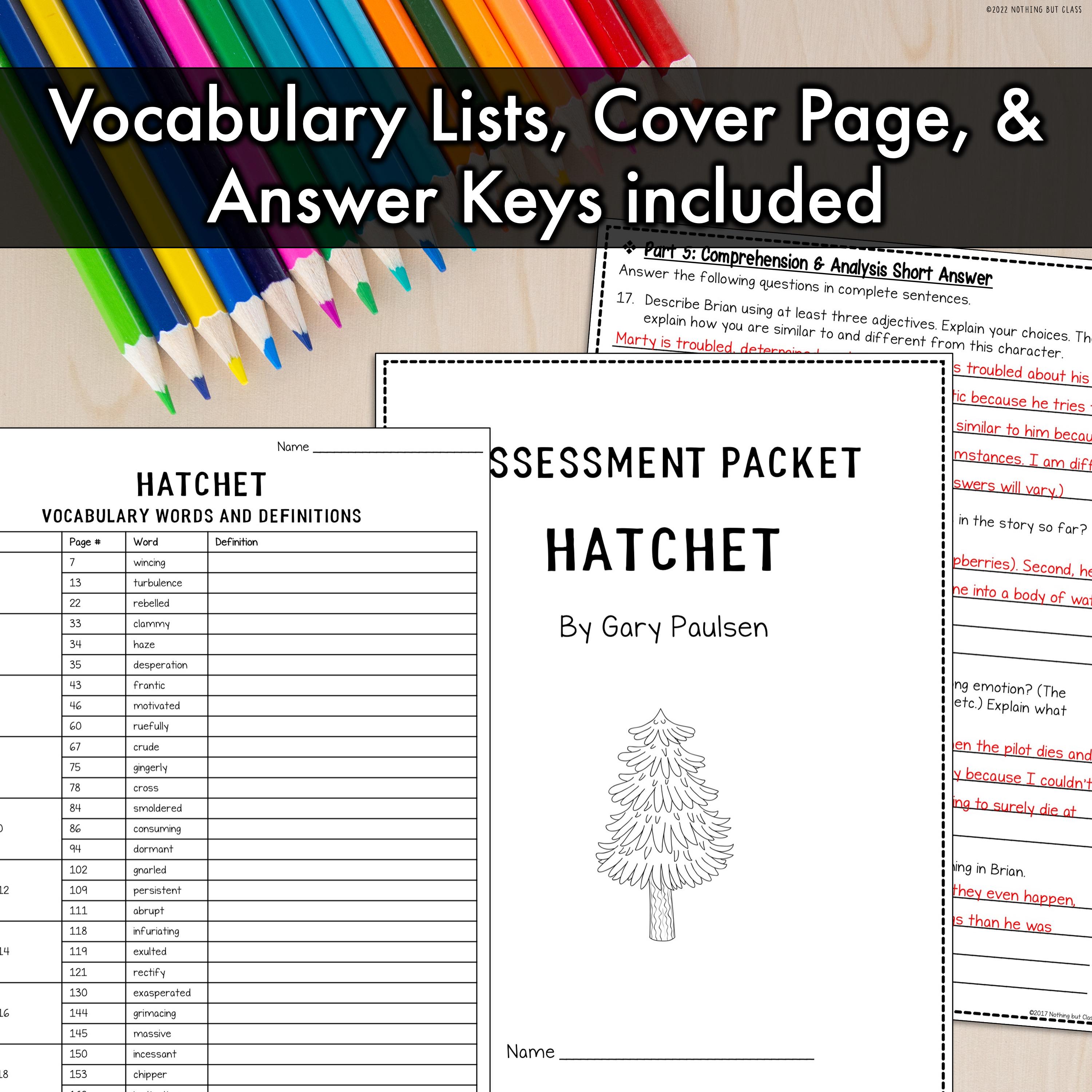 Hatchet - Tests | Quizzes | Assessments for Novel Study - Etsy