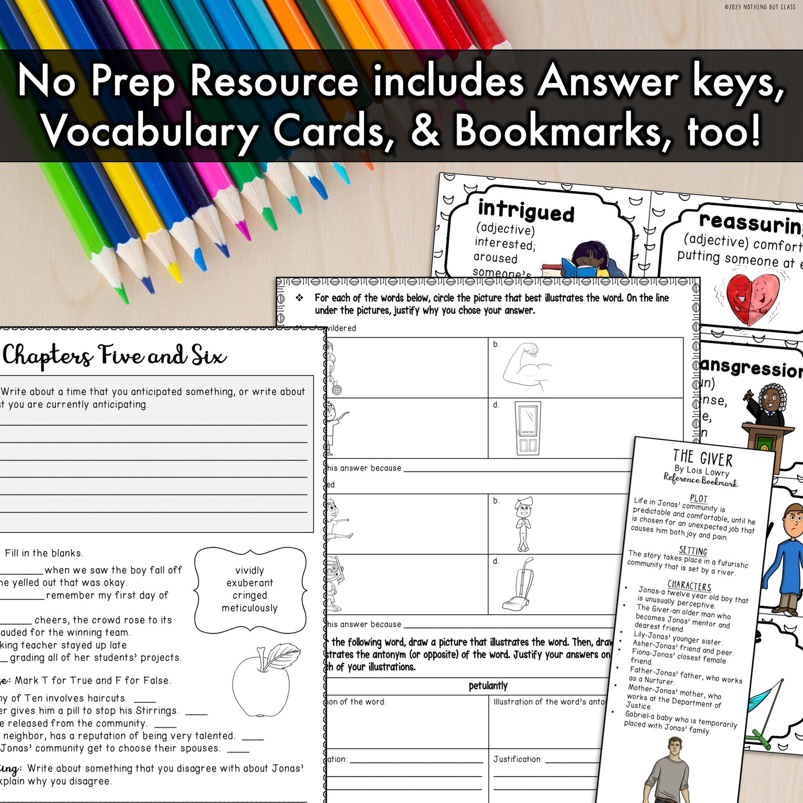 The Giver | Comprehension and Vocabulary by Chapter | Guided Reading ...