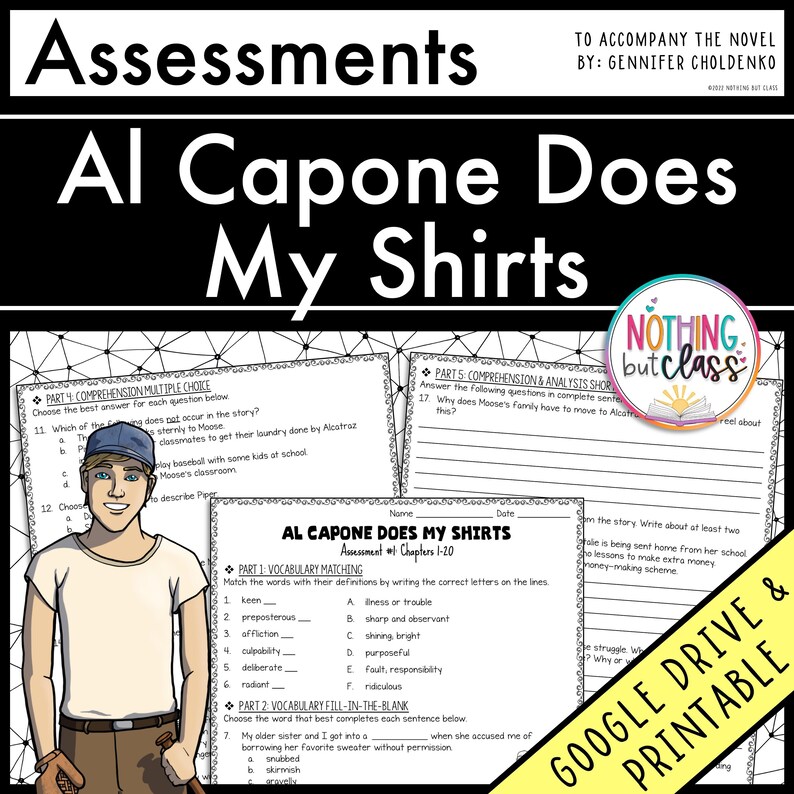 Al Capone Does My Shirts Tests | Quizzes | Assessments - Etsy