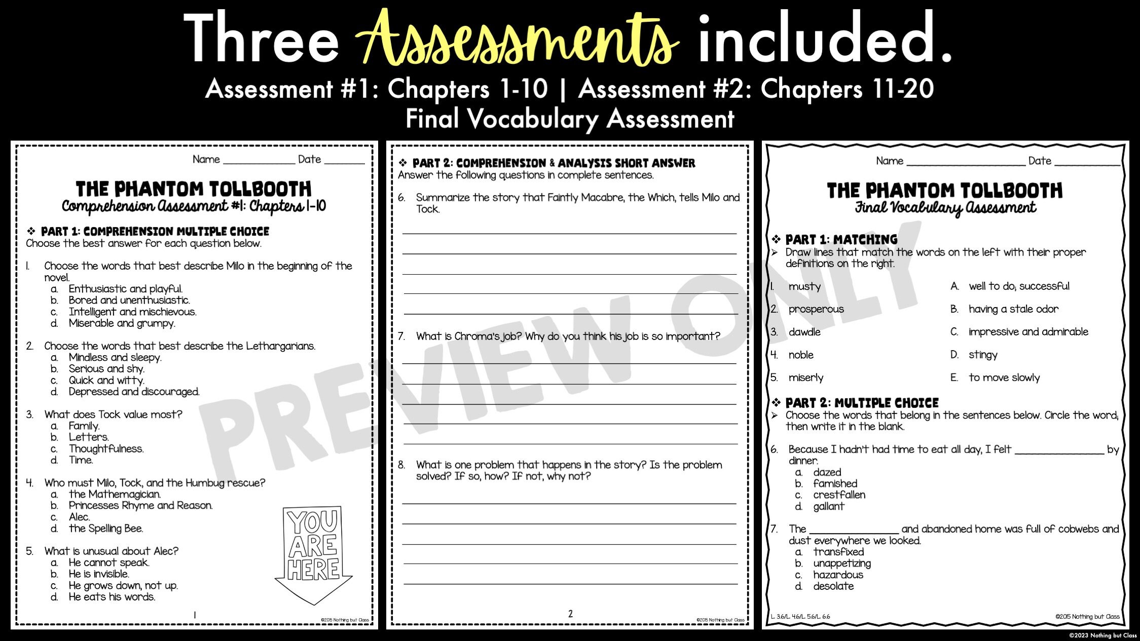 The Phantom Tollbooth Novel Study Unit | Literature Guide ...