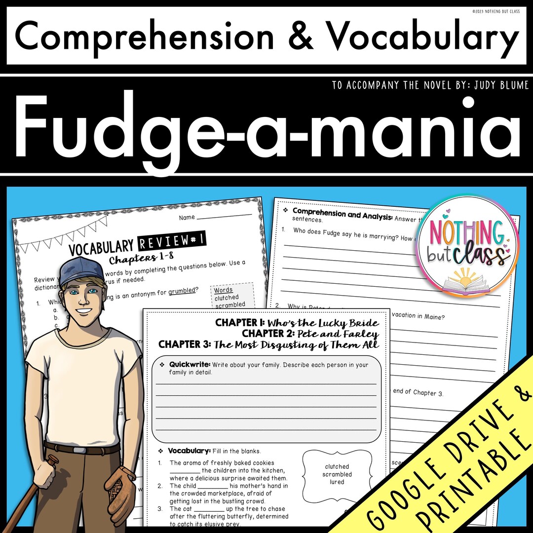 Fudge-a-mania Comprehension and Vocabulary by Chapter Guided Reading ...