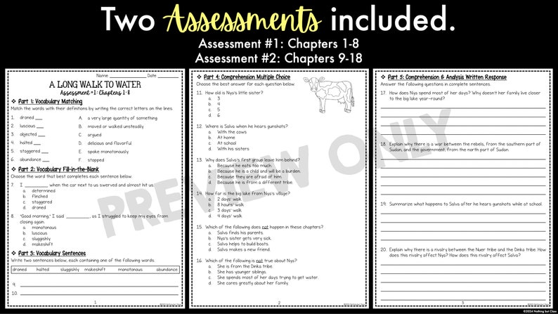 A Long Walk to Water Novel Study Unit | Literature Guide ...