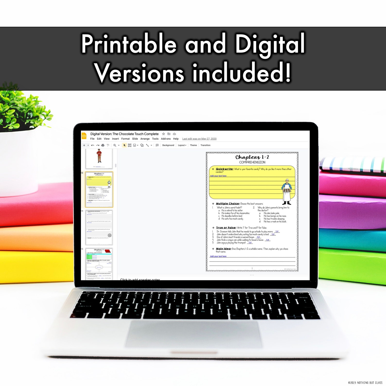 The Chocolate Touch | Comprehension and Vocabulary by Chapter | Guided ...