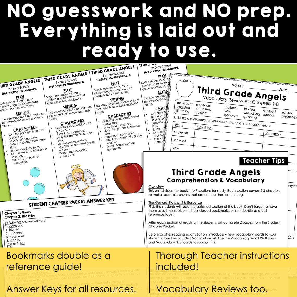 Third Grade Angels | Comprehension and Vocabulary by Chapter | Guided ...