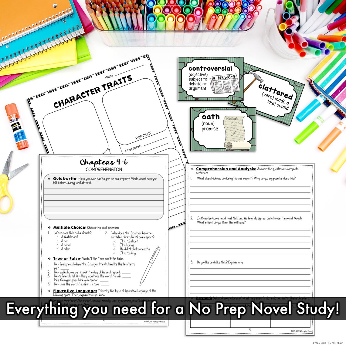 Frindle Novel Study Unit Literature Guide Comprehension Worksheets ELA ...